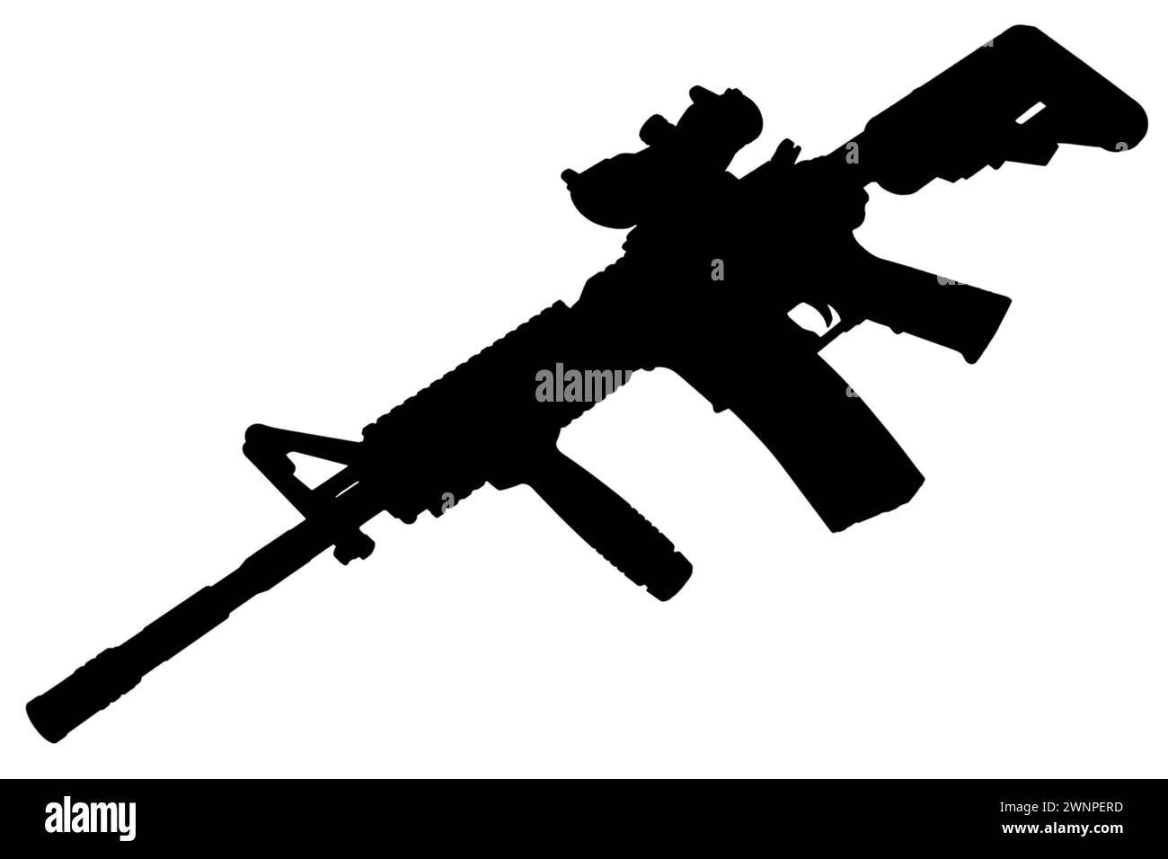 M4 Carbine with optic sight and foregrip black silhouette Stock Photo ...
