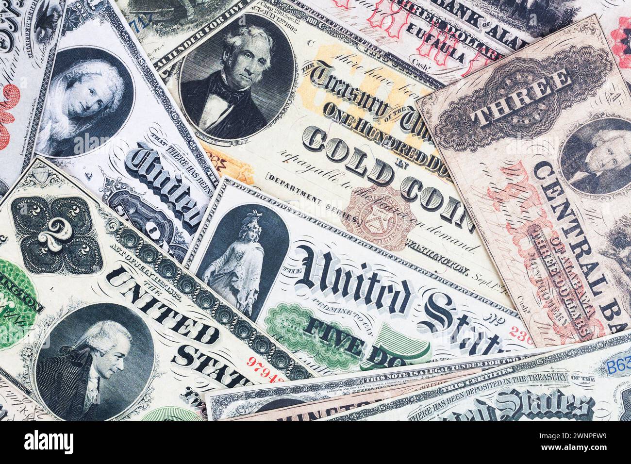 Old west period US dollar banknotes background Stock Photo - Alamy