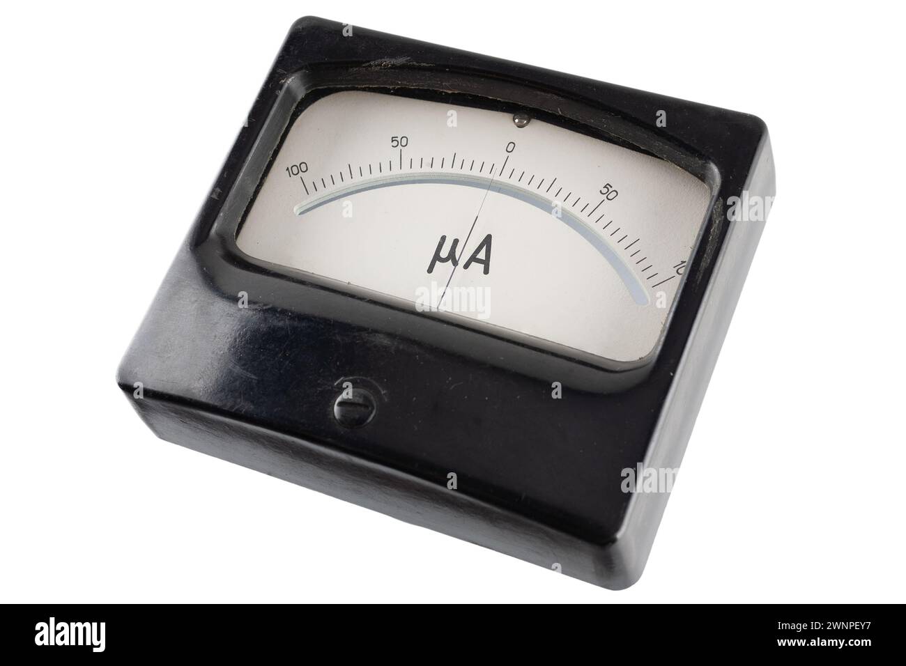 Close-up of an vintage ancient ammeter isolated on white background ...