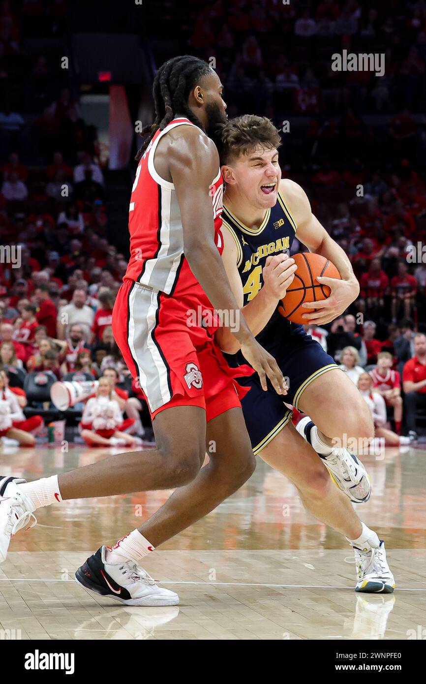 Columbus, Ohio, USA. 3rd Mar, 2024. Michigan Wolverines forward Will ...