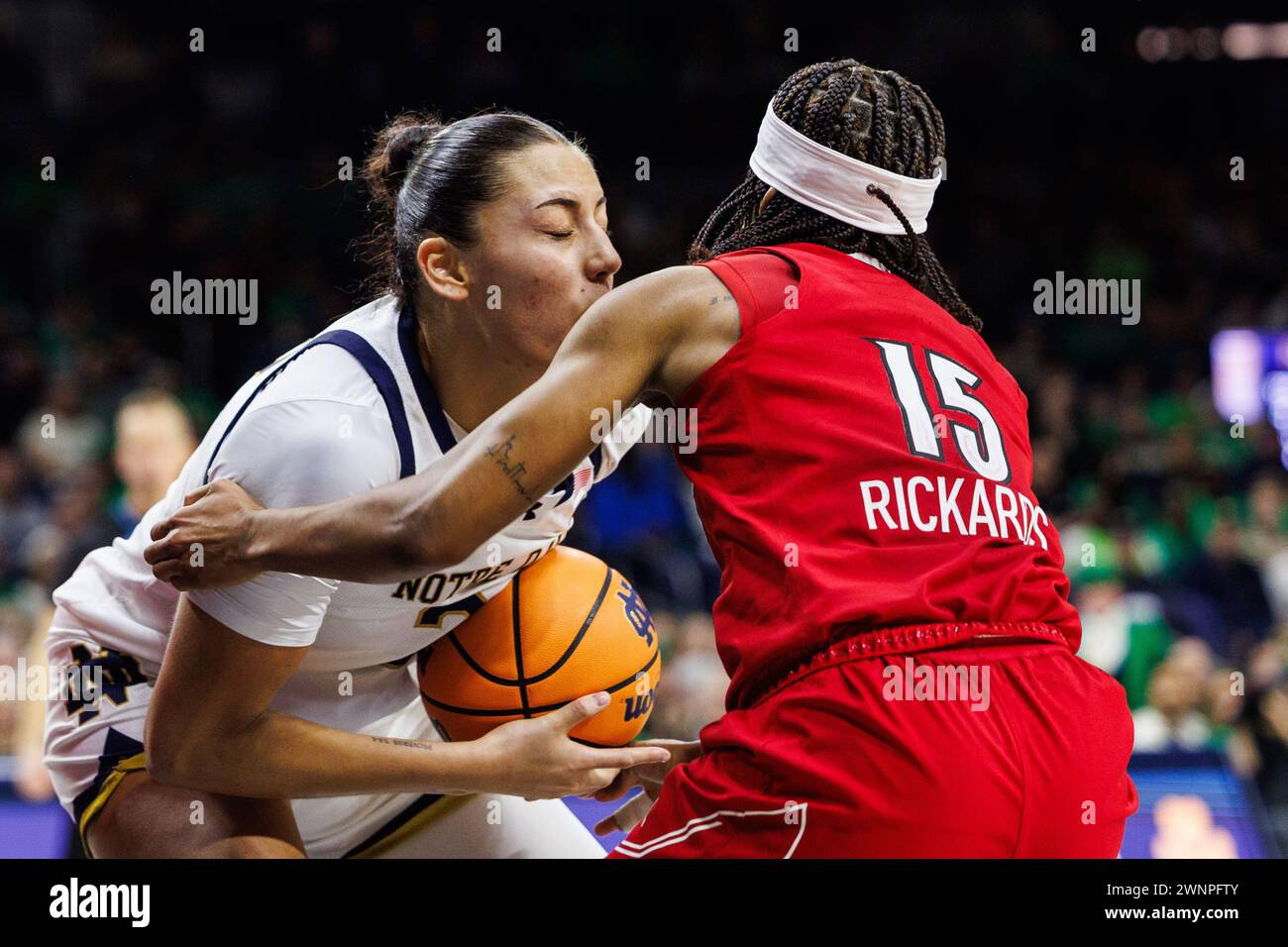 South Bend, Indiana, USA. 03rd Mar, 2024. Notre Dame forward Kylee ...