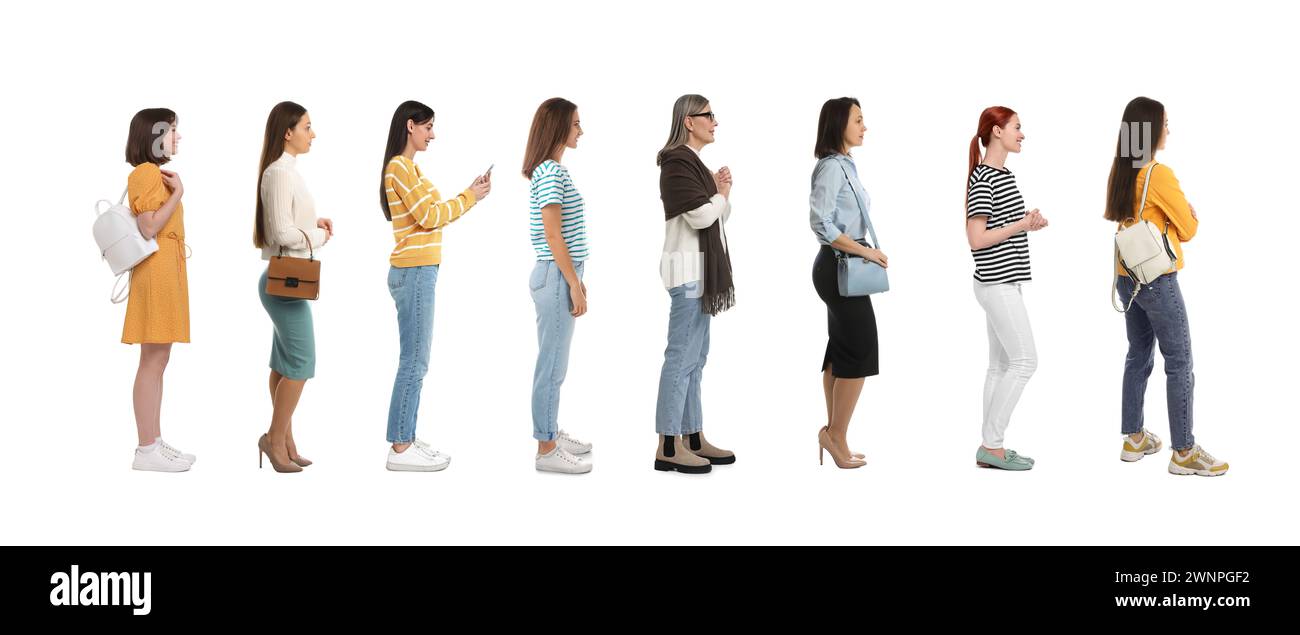 Queue of women Cut Out Stock Images & Pictures - Alamy