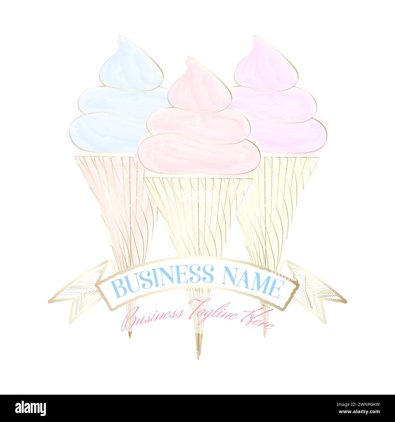 Ice Cream Badge Logo in Watercolor Style Stock Vector Image & Art - Alamy