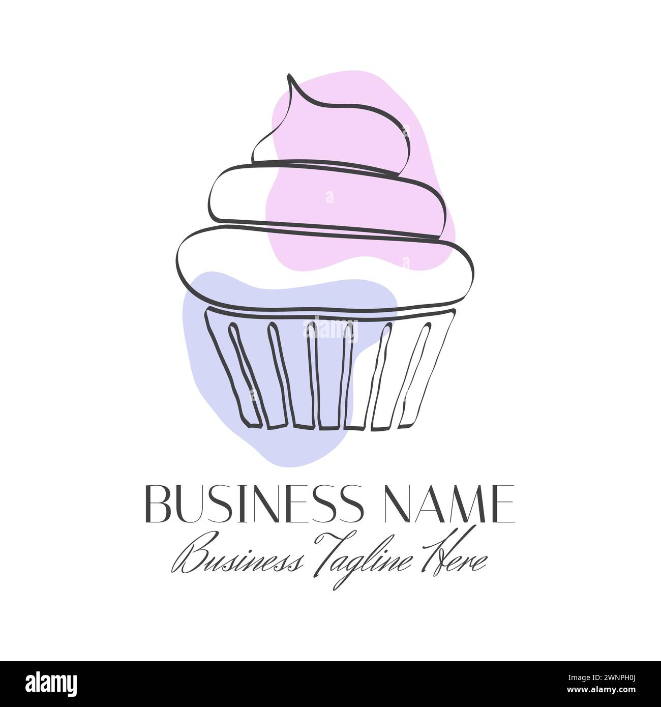 Outline Modern Cupcake Logo for Bakery in Abstract Style Stock Vector ...