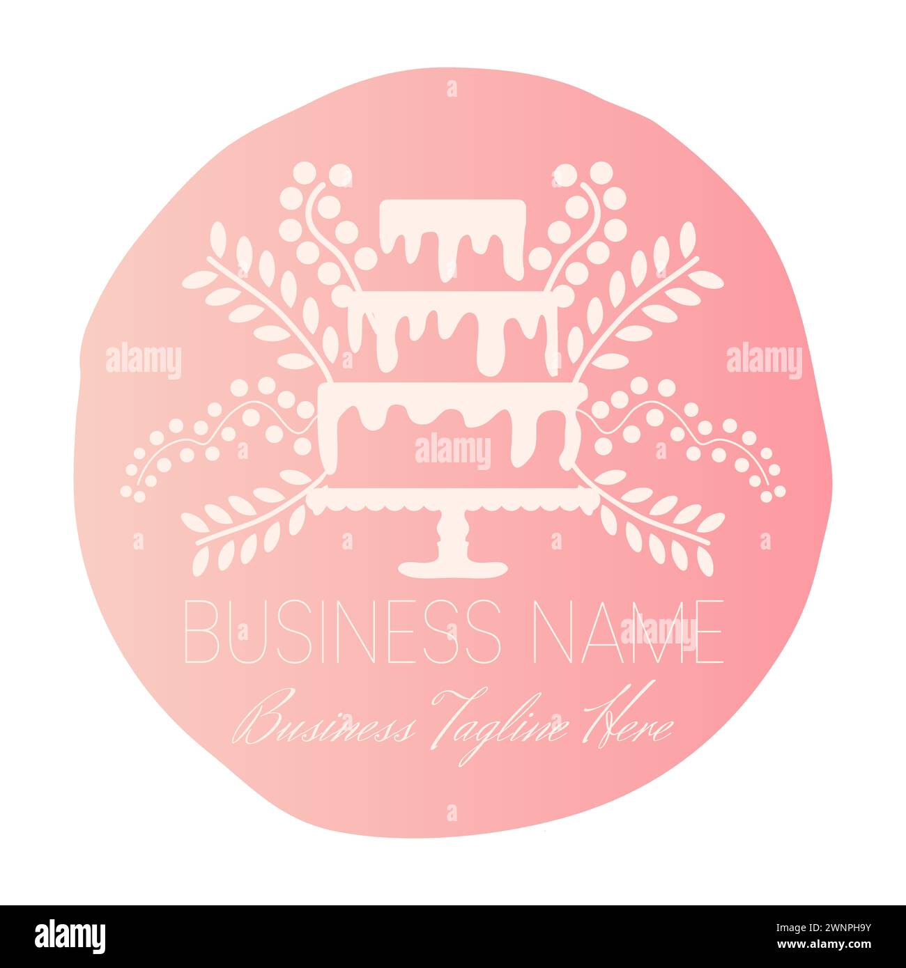 Bakery and Cake Round Badge Logo Design in Pastel Pink Color Stock ...