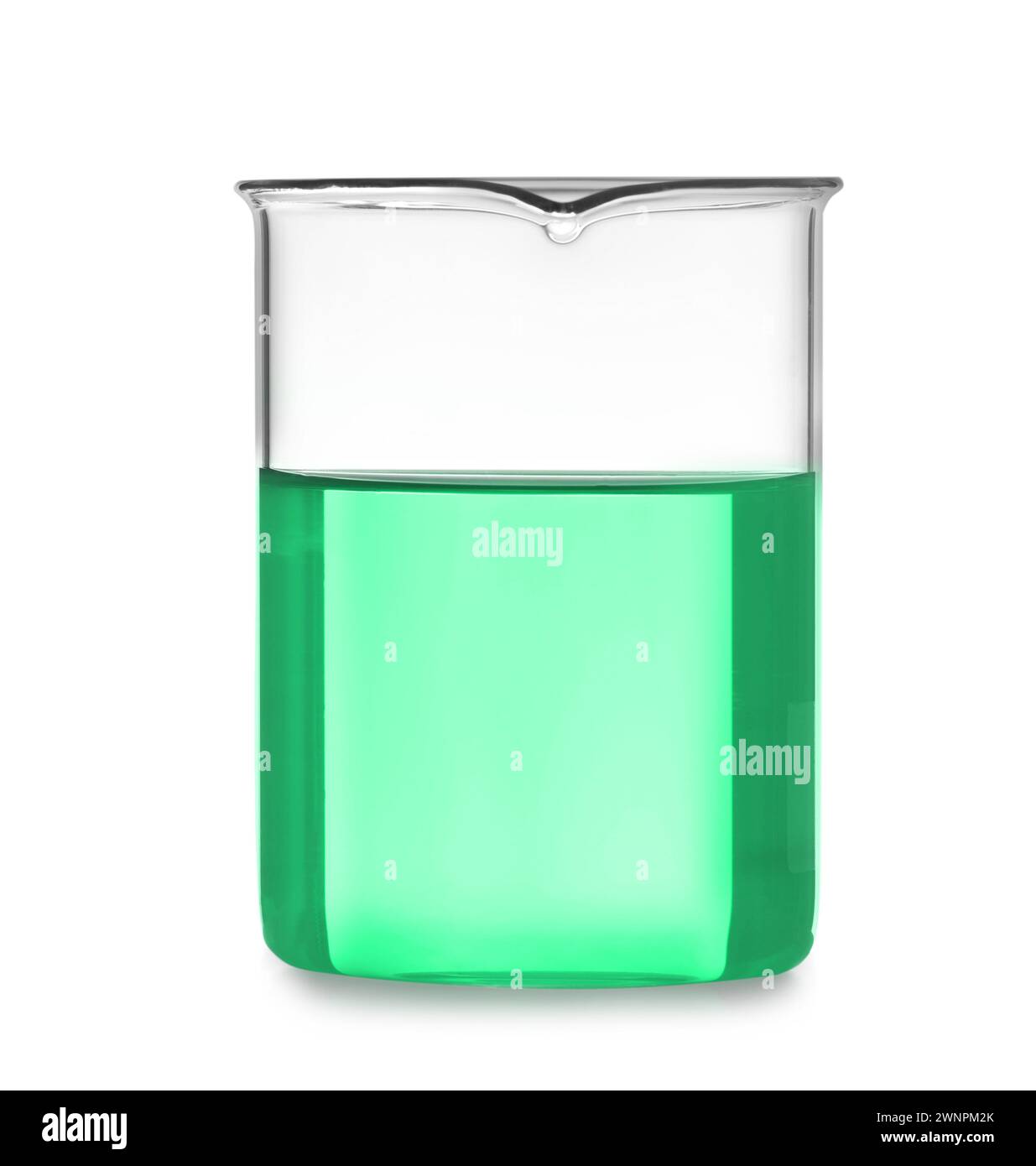 Beaker with green liquid isolated on white. Laboratory glassware Stock ...
