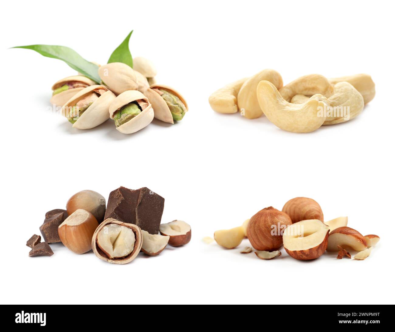 Different tasty nuts isolated on white, set Stock Photo - Alamy