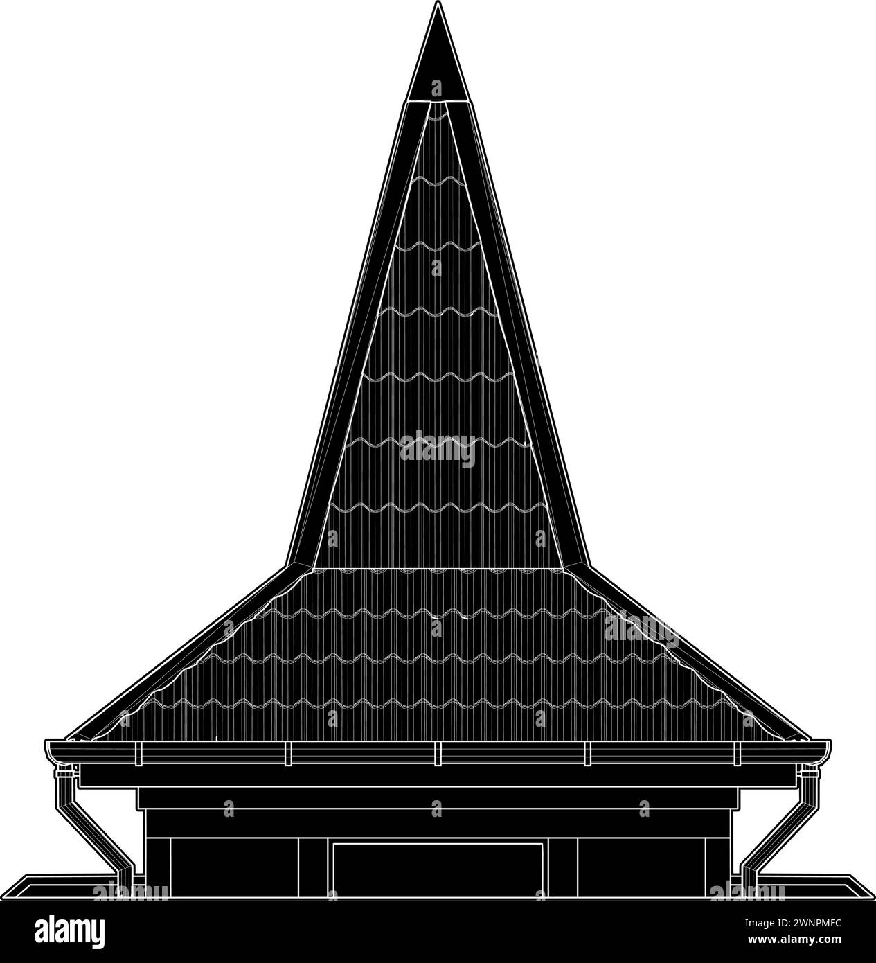 The Roof Of The Modern Building Tower Vector View Of The Hipped Roof