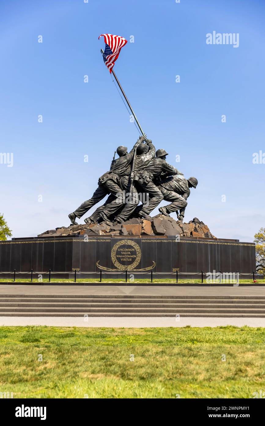 The statue of Iwo Jima commemorating the US Marine Corps during the ...