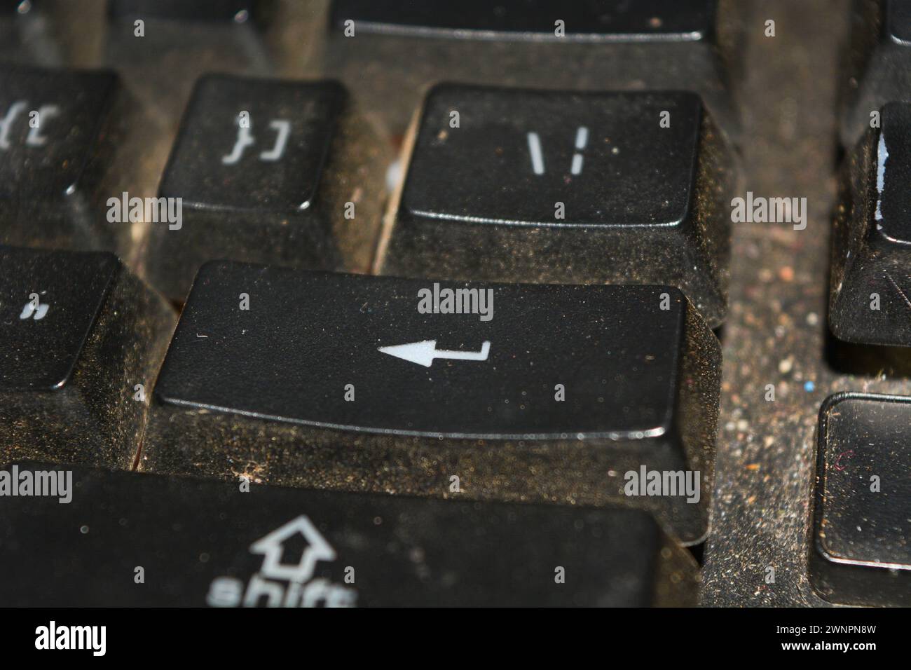 Photo of keyboard keys that look dirty due to dust. Computer ...