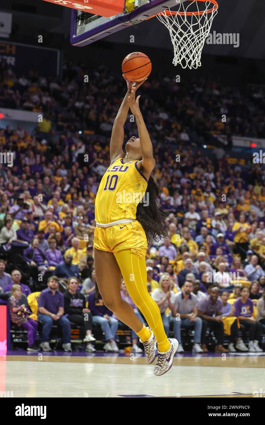 Baton Rouge, LA, USA. 03rd Mar, 2024. LSU's Angel Reese (10) goes up ...