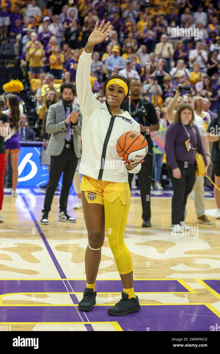Baton Rouge, LA, USA. 03rd Mar, 2024. LSU's Aneesah Morrow (24) is ...
