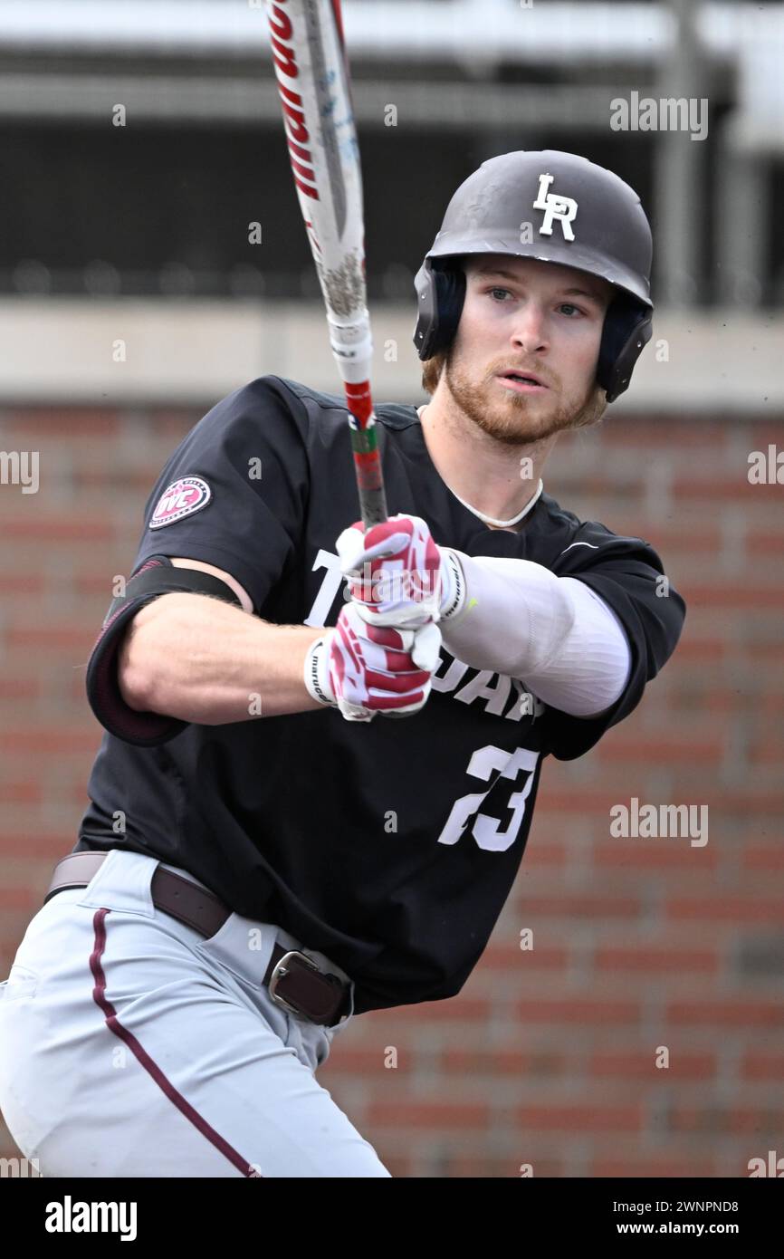 Arkansas Little Rock's Luke Pectol bats during an NCAA baseball game ...
