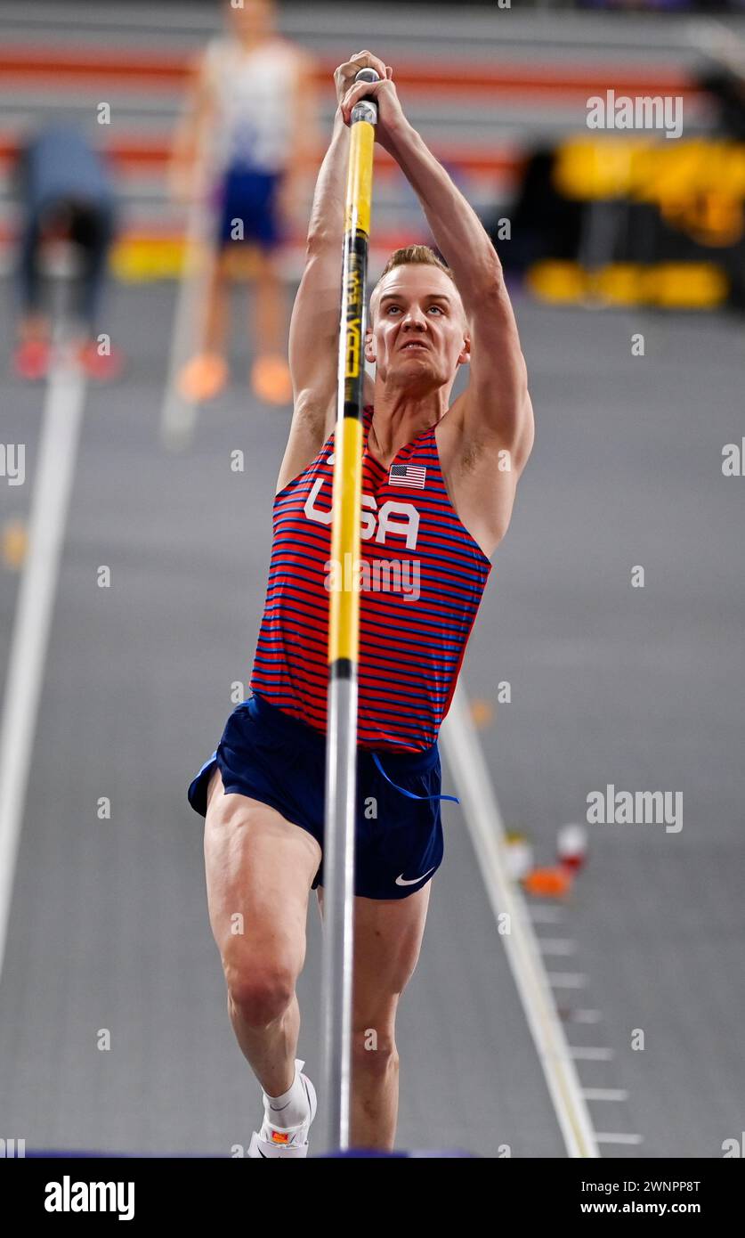 Glasgow Scotland :3–3-2024: Sam KENDRICKS of USA competes in the Pole ...