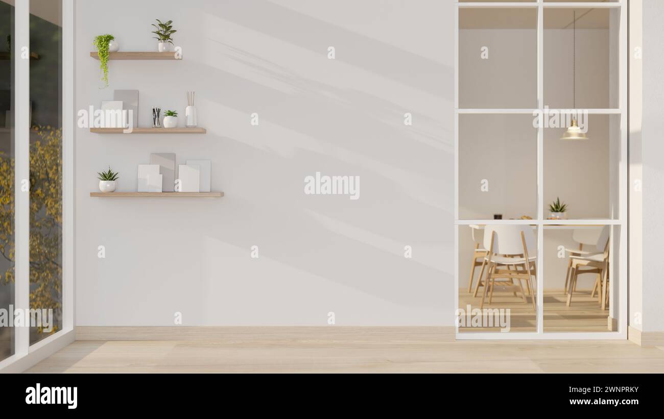 The interior design of a minimal Scandinavian home corridor features a ...