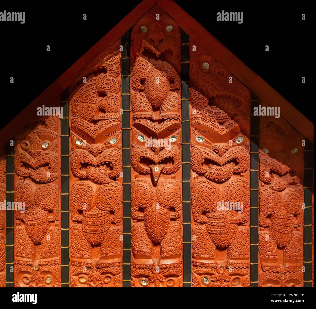 Back side detail of the 1870s Te Puawai o Te Arawa, the Māori pātaka or ...