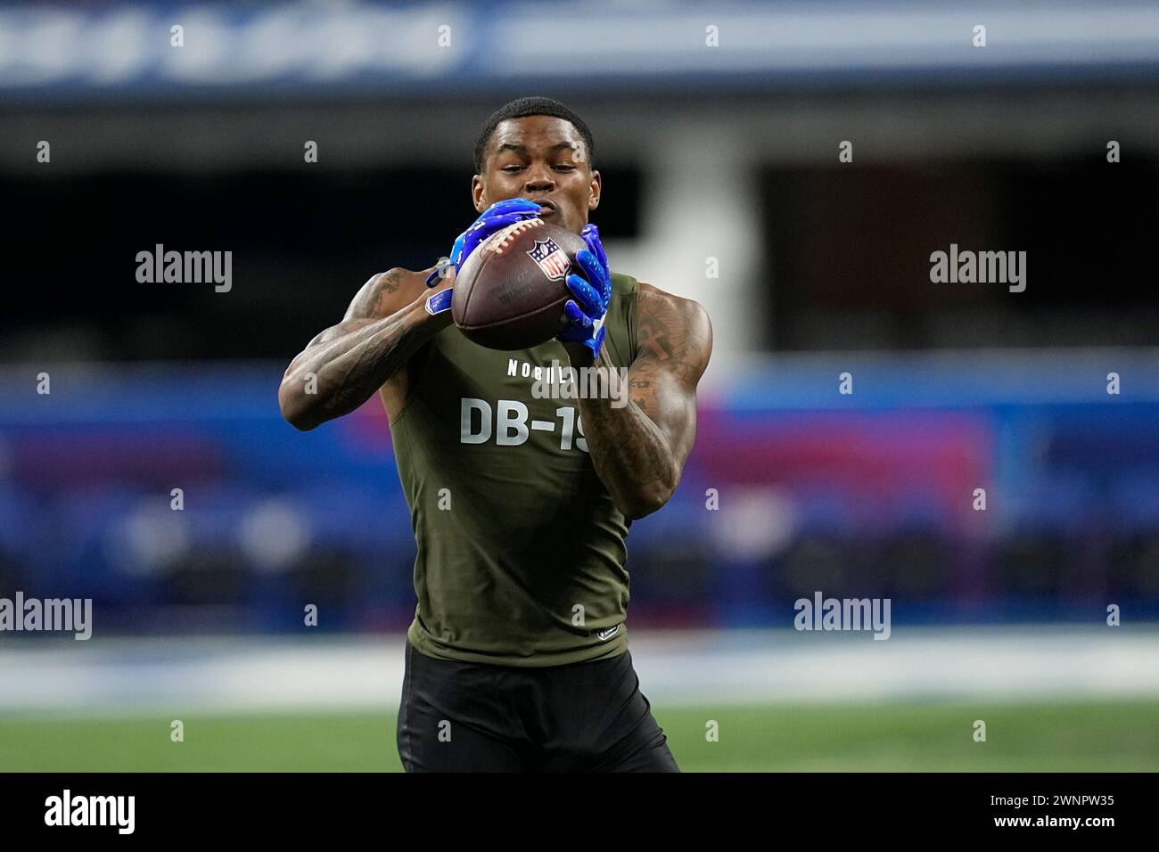Syracuse defensive back Isaiah Johnson runs a drill at the NFL football ...