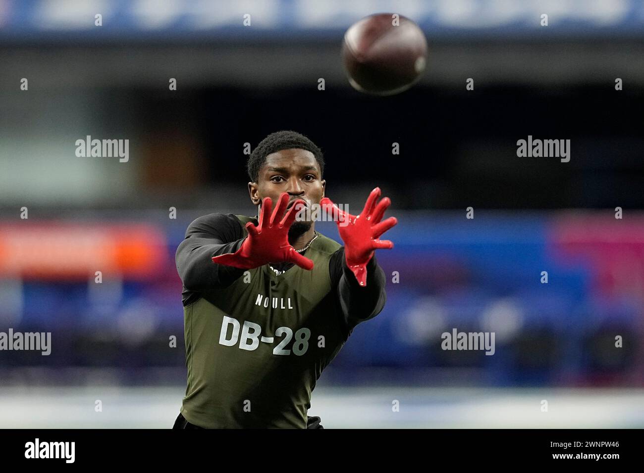TCU defensive back Josh Newton runs a drill at the NFL football ...
