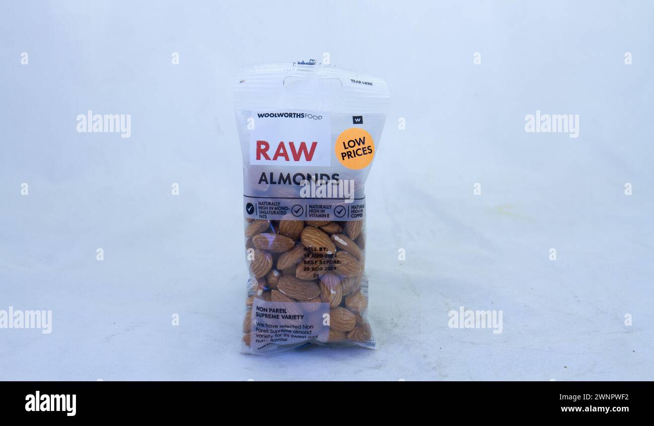 Johannesburg, South Africa - a packet of raw almonds from Woolworths ...