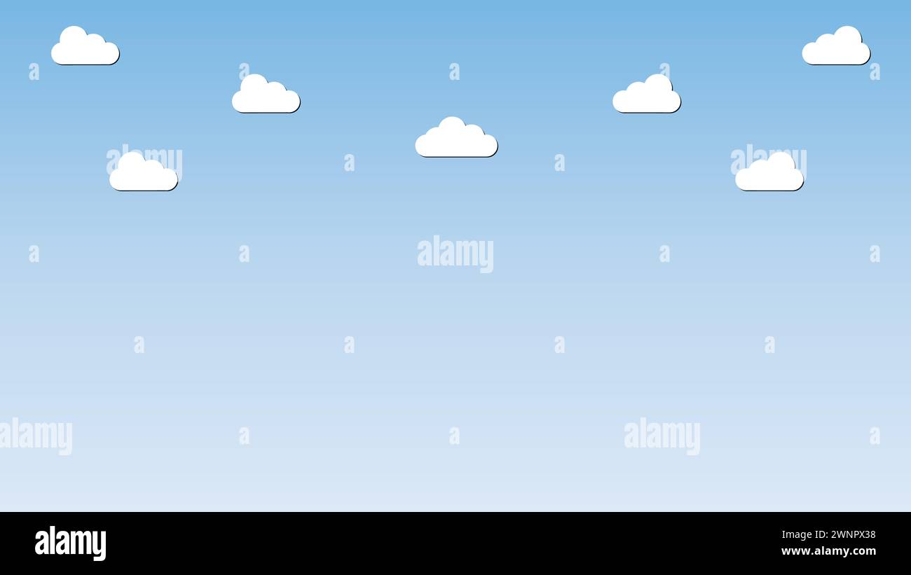 Sky and Clouds, Background. Stylish design with a flat, cartoon poster ...