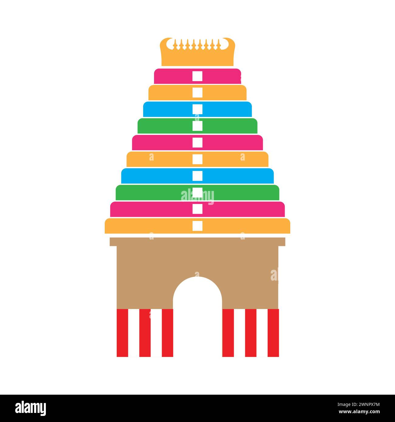 Hindu temple vector illustration , Dravidian architecture Tamil Nadu ...