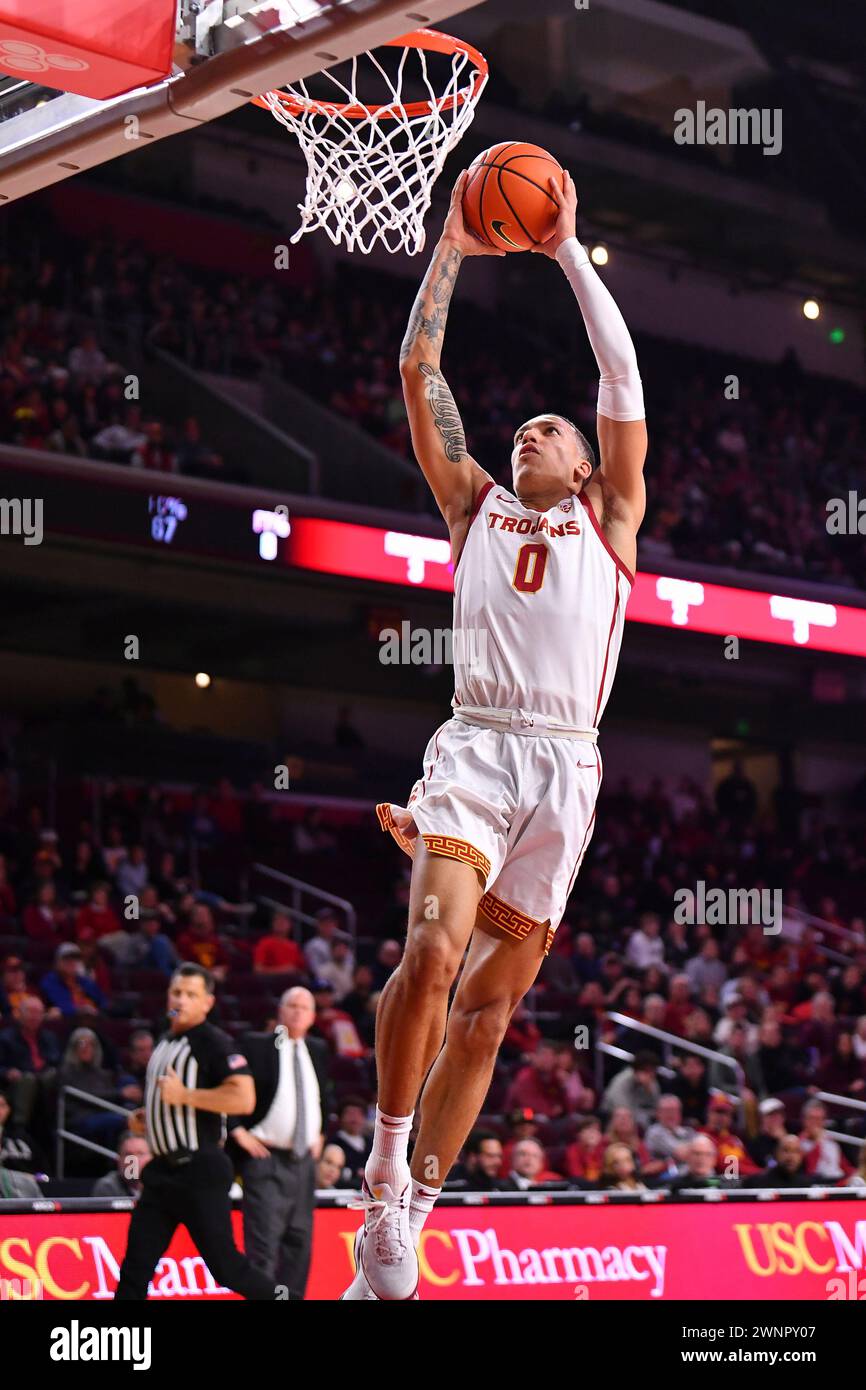 LOS ANGELES, CA - FEBRUARY 17: USC Trojans guard Kobe Johnson (0) goes ...