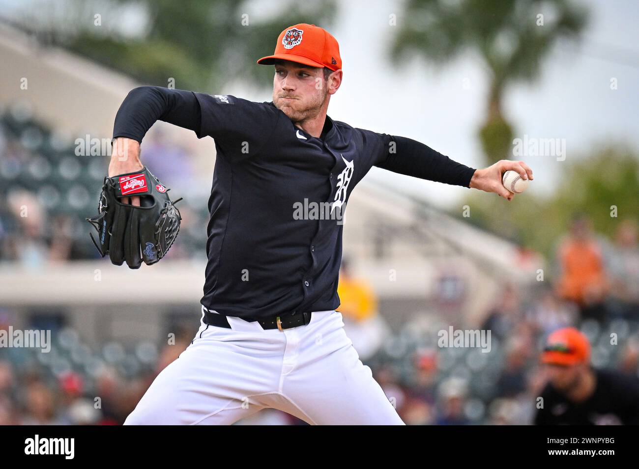 Detroit Tigers starting pitcher Joey Wentz (43) throws against the ...