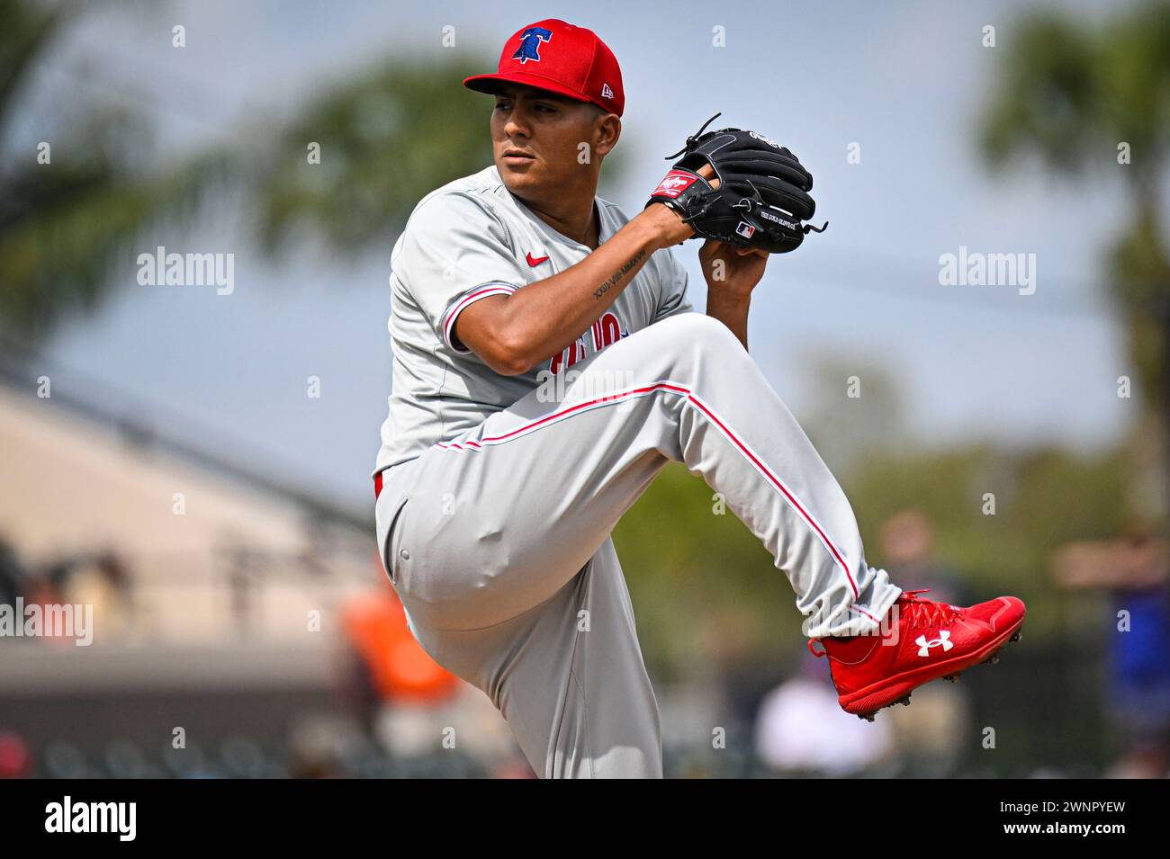 Philadelphia Phillies starting pitcher Ranger Suarez (55) throws ...