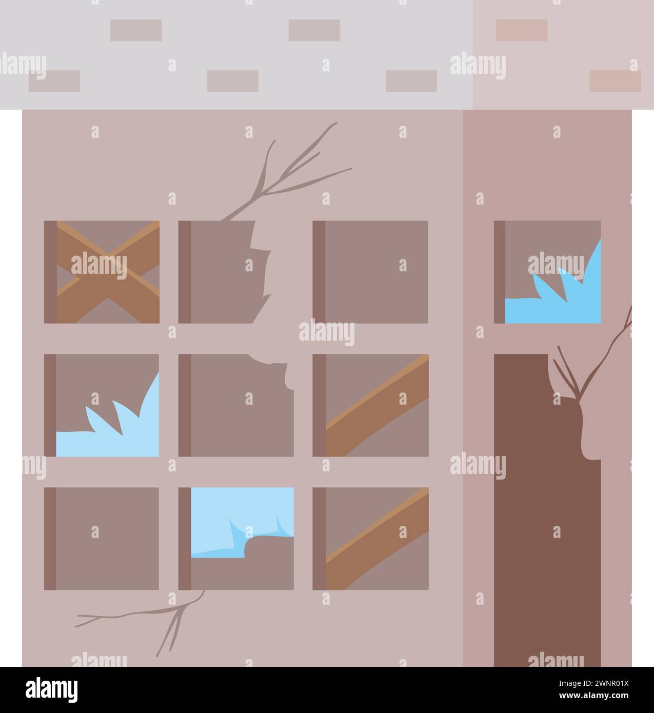 earthquake destroyed building Stock Vector Image & Art - Alamy