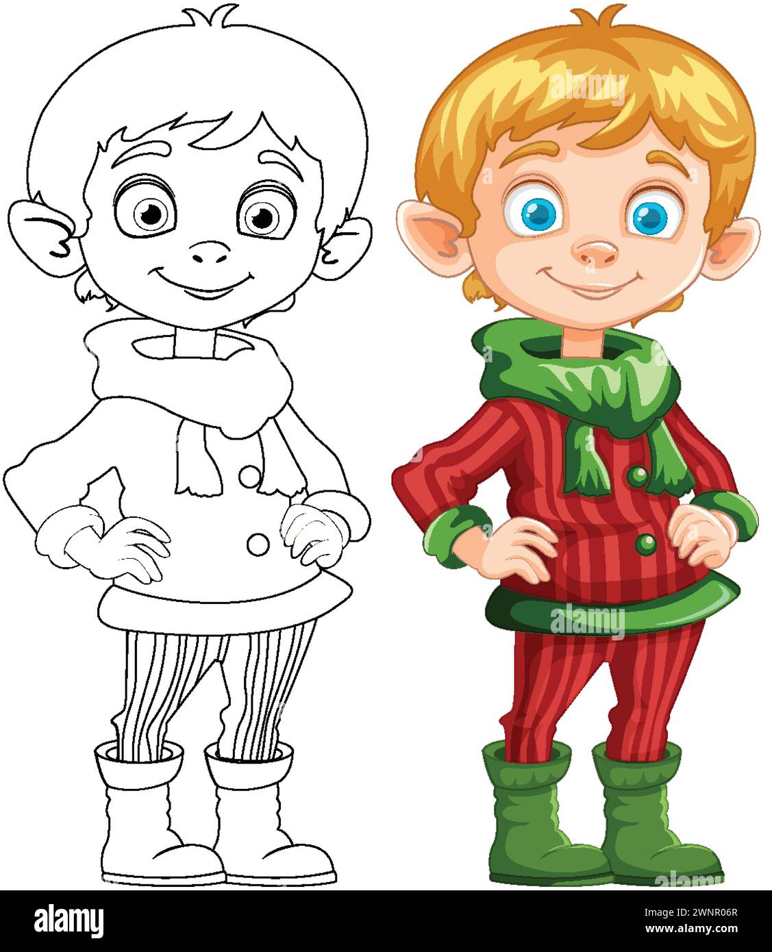 Vector illustration of an elf, colored and outlined Stock Vector Image ...