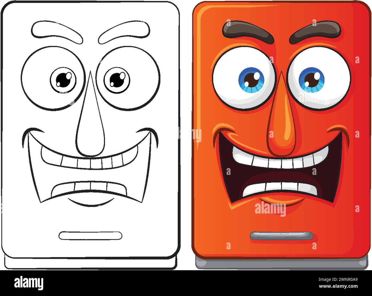 Two cartoon smartphones showing different expressions Stock Vector ...