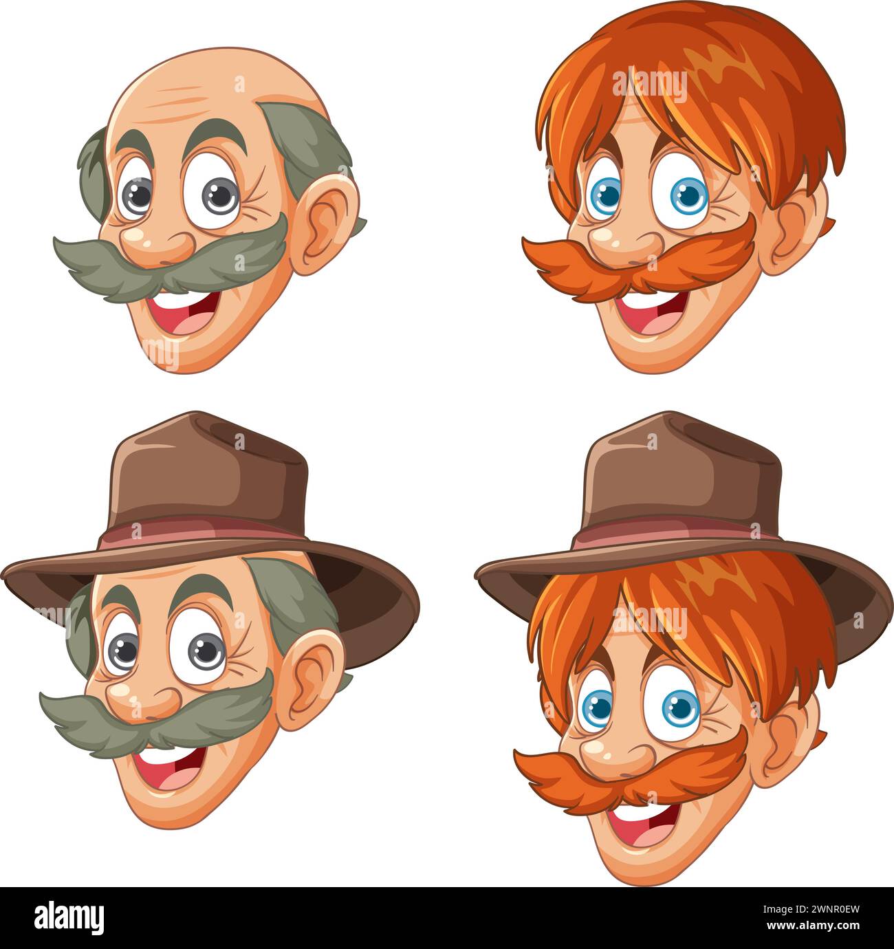 Four cartoon male faces with different expressions Stock Vector Image ...
