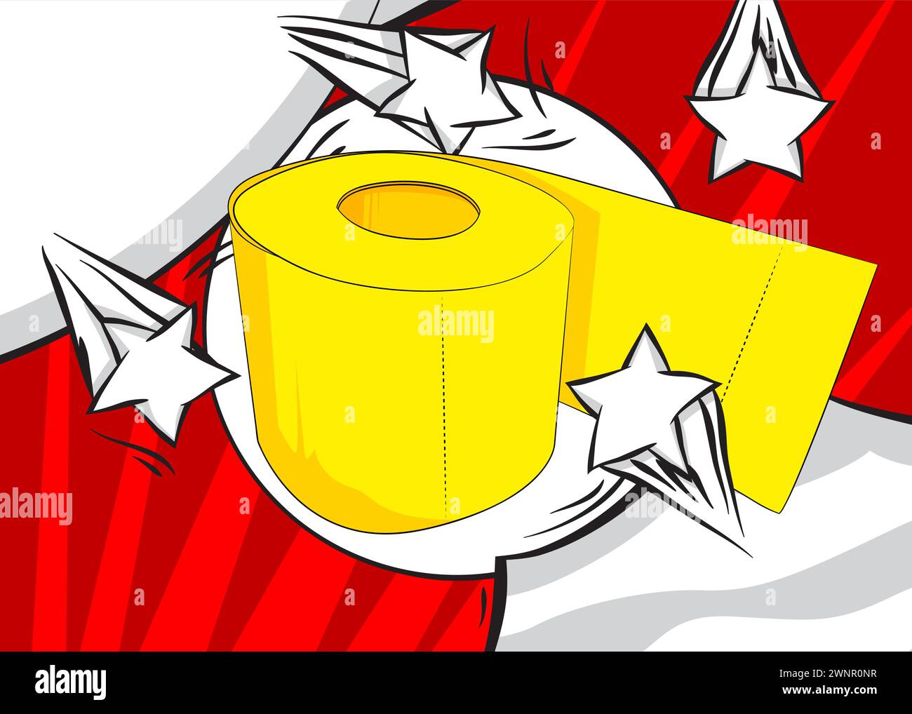 Cartoon Toilet Paper, comic book Rolled Up Bathroom Accessory. Retro ...