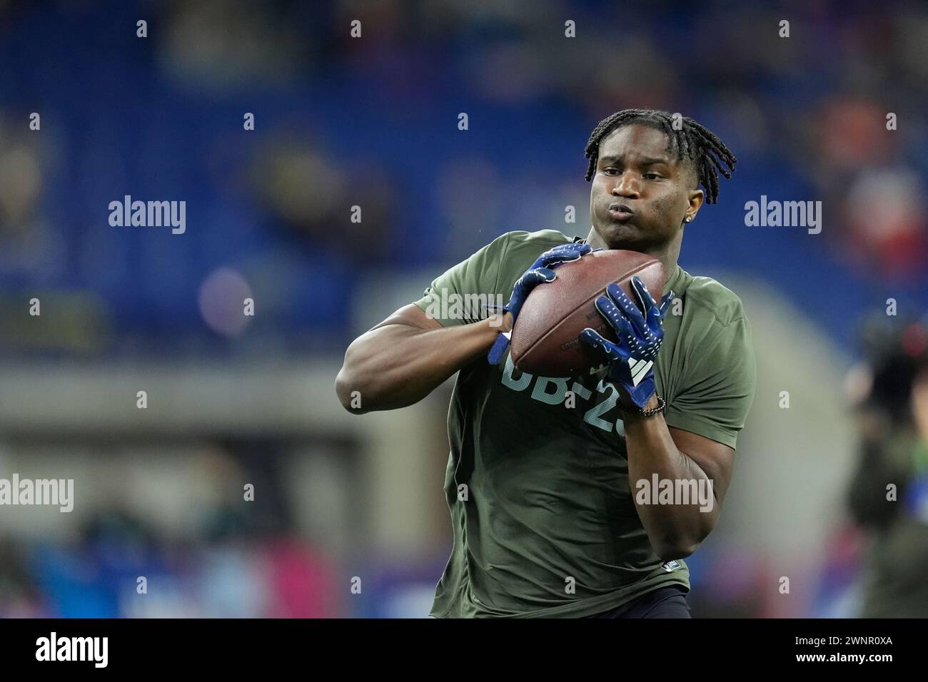 Georgia defensive back Kamari Lassiter runs a drill at the NFL football ...