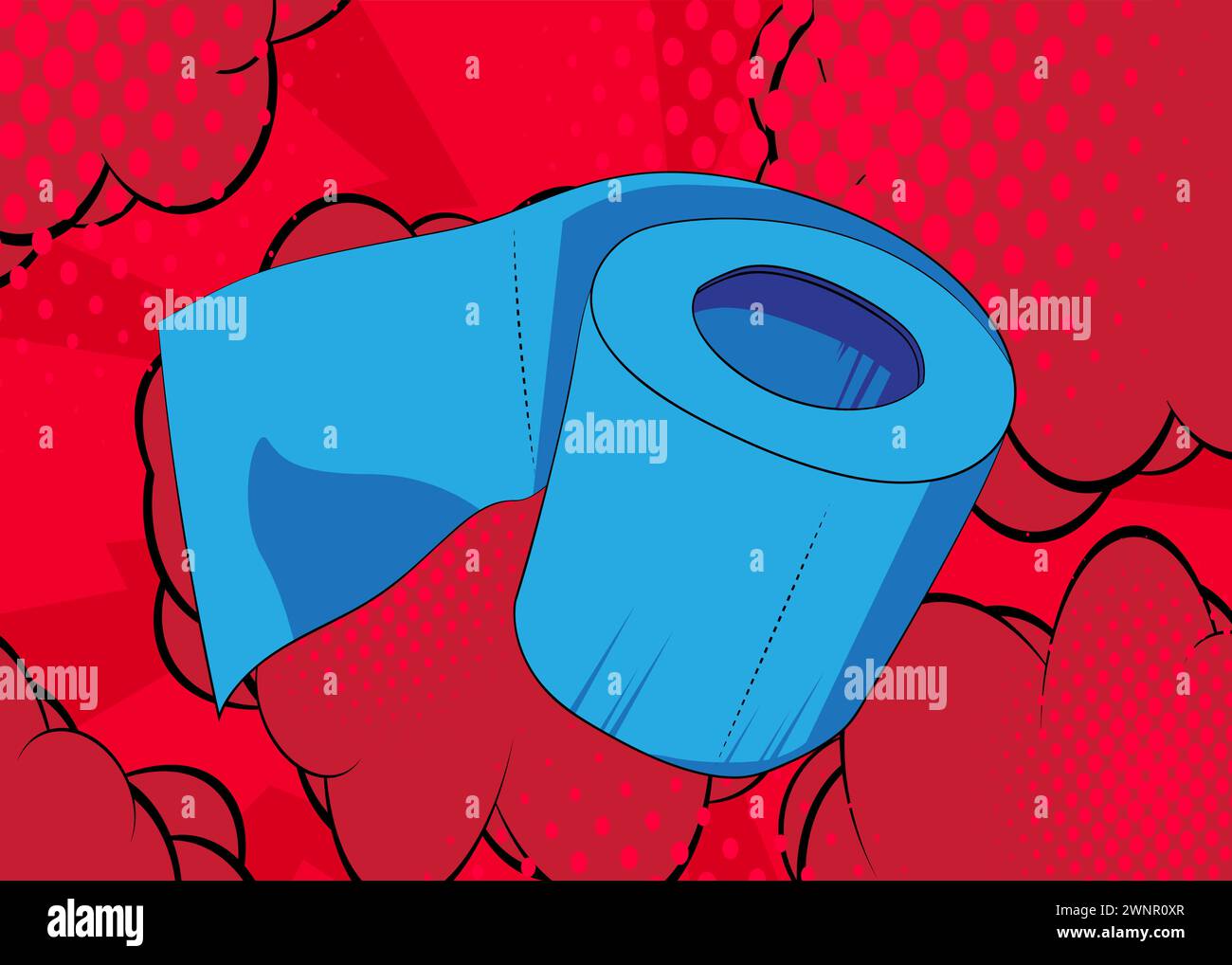 Cartoon Toilet Paper, comic book Rolled Up Bathroom Accessory. Retro ...