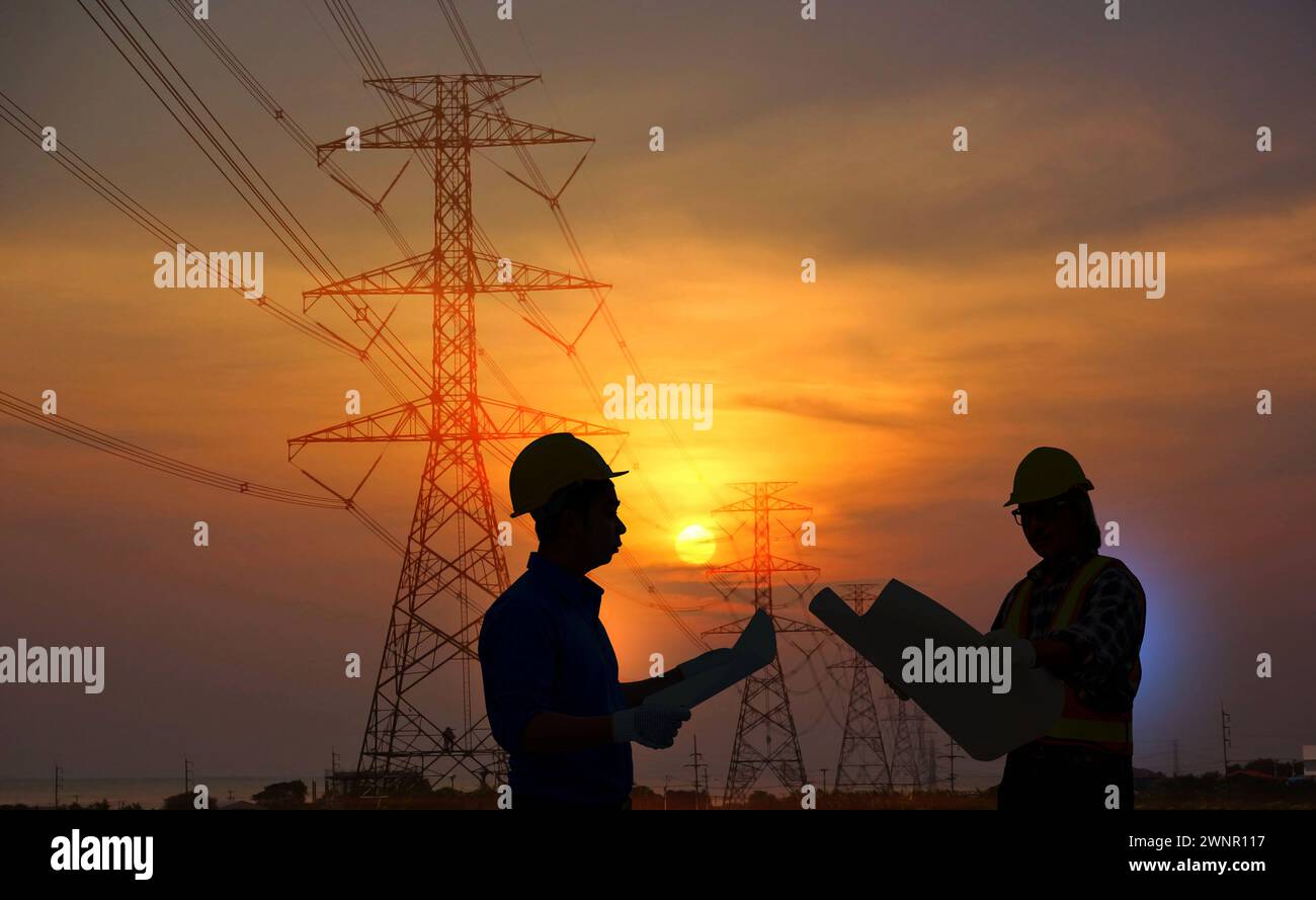 the electric surveyor survey the area planning install high voltage ...