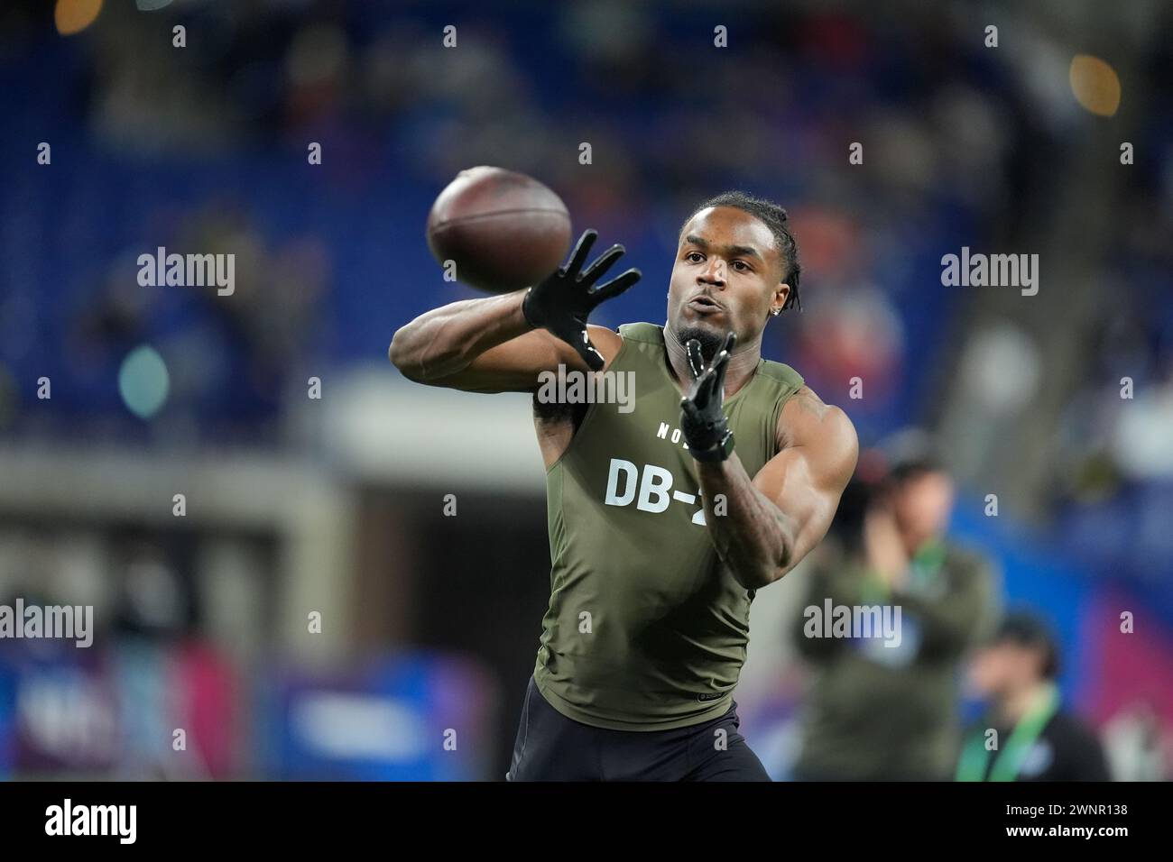 Rutgers defensive back Max Melton runs a drill at the NFL football ...