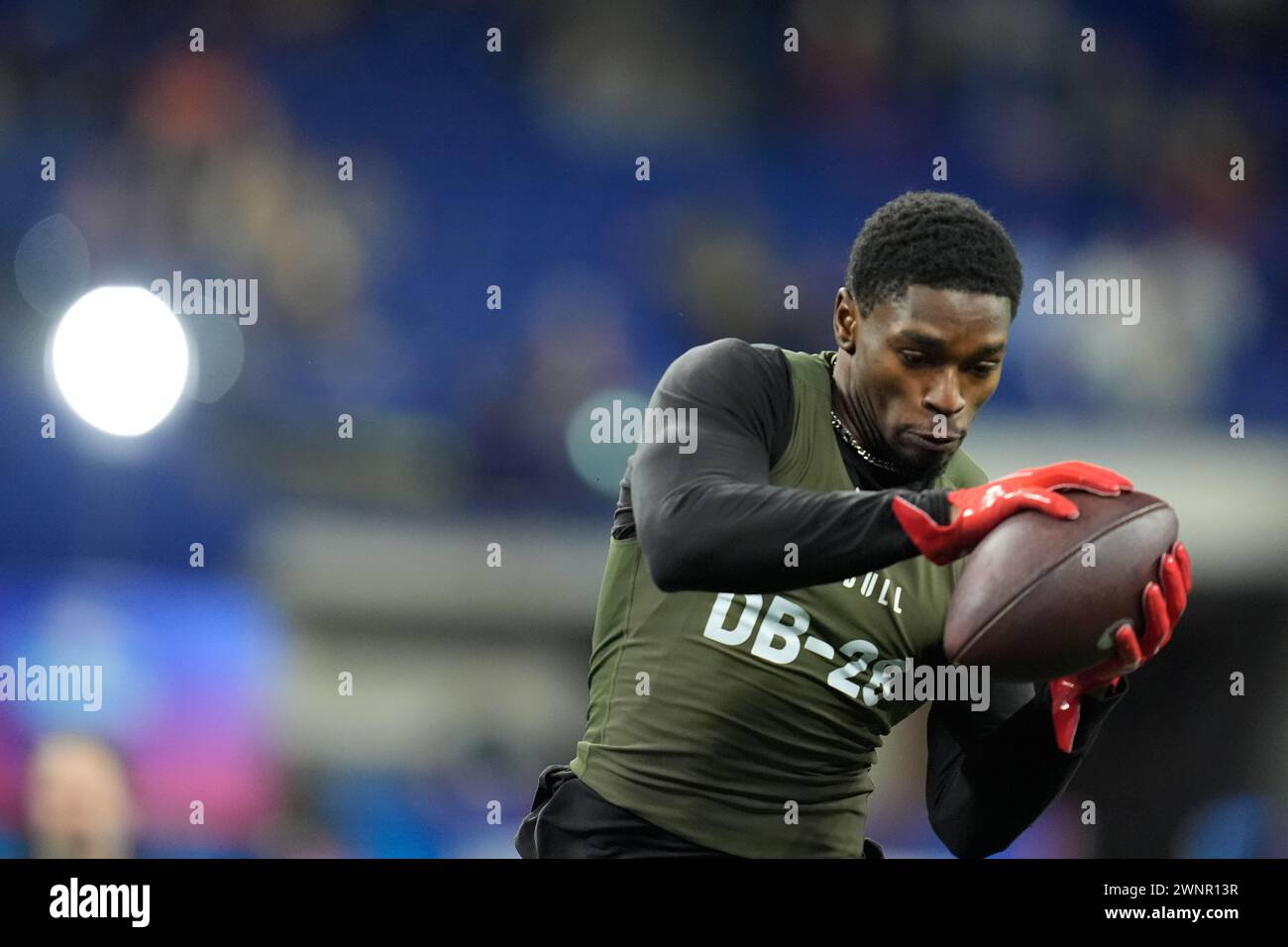 TCU defensive back Josh Newton runs a drill at the NFL football ...