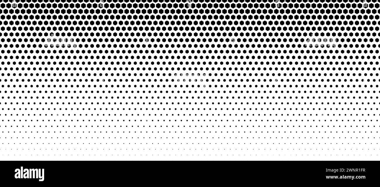 Hexagon dot halftone gradient texture. Abstract black grunge hex ...