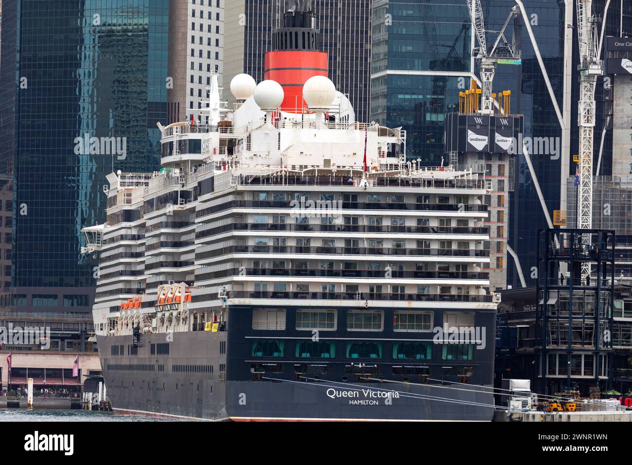 Cunard line cruise ship Queen Victoria moored at Overseas passenger ...