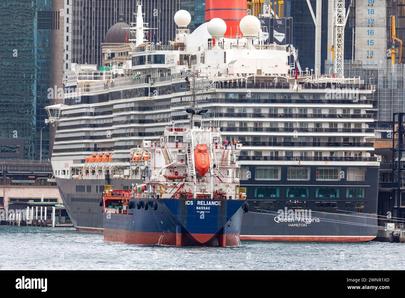 Cunard line cruise ship Queen Victoria moored at Overseas passenger ...