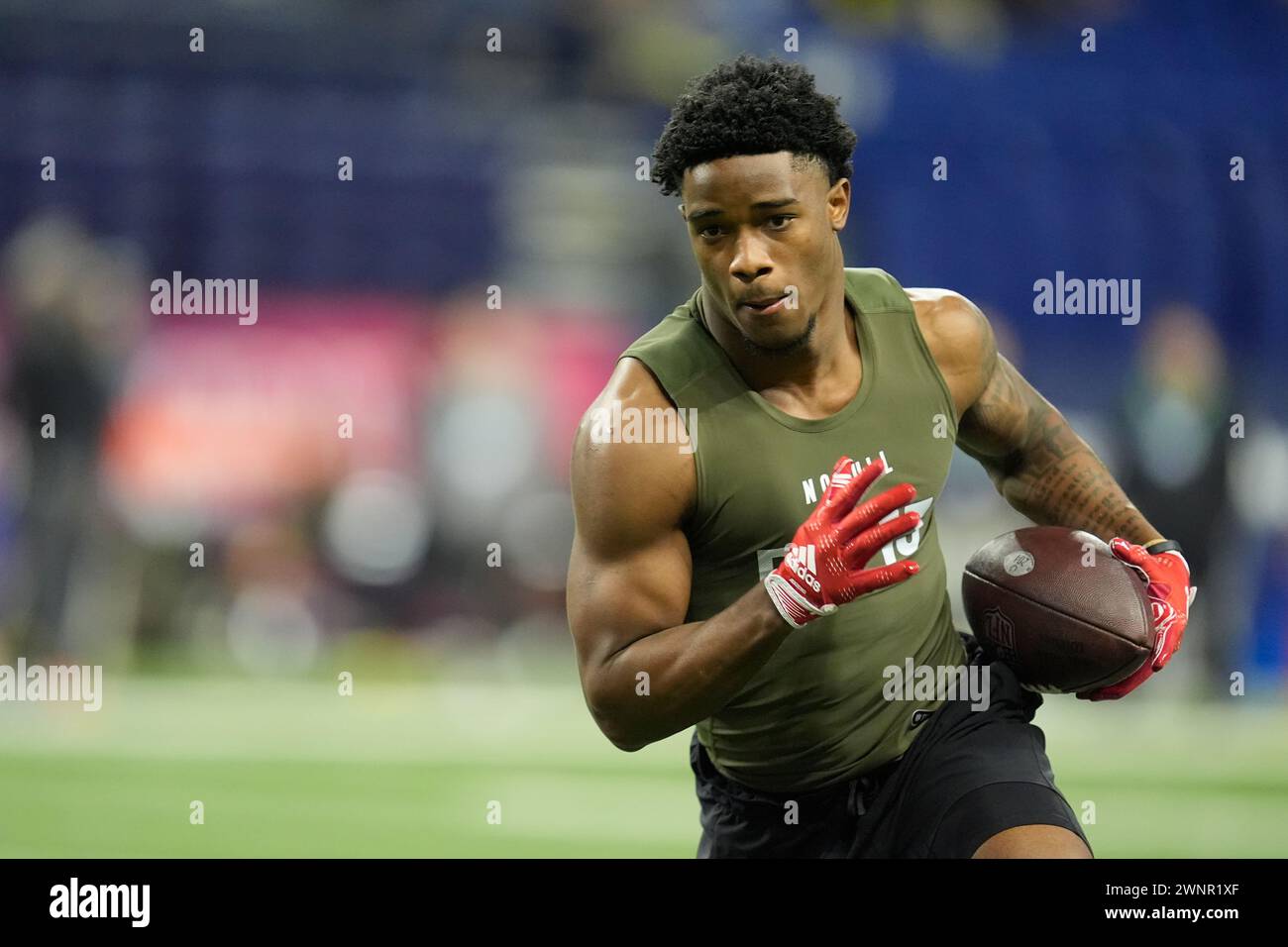 South Dakota defensive back Myles Harden runs a drill at the NFL ...