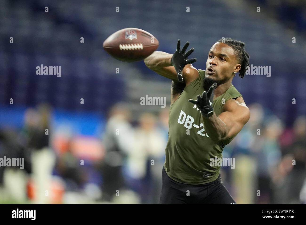 Rutgers defensive back Max Melton runs a drill at the NFL football ...