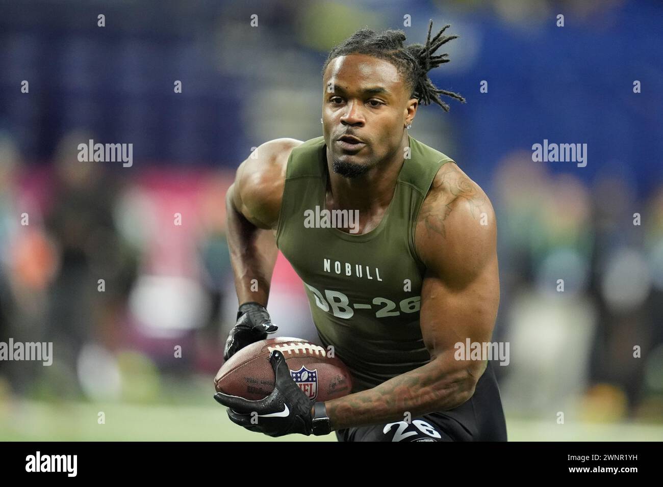 Rutgers defensive back Max Melton runs a drill at the NFL football ...