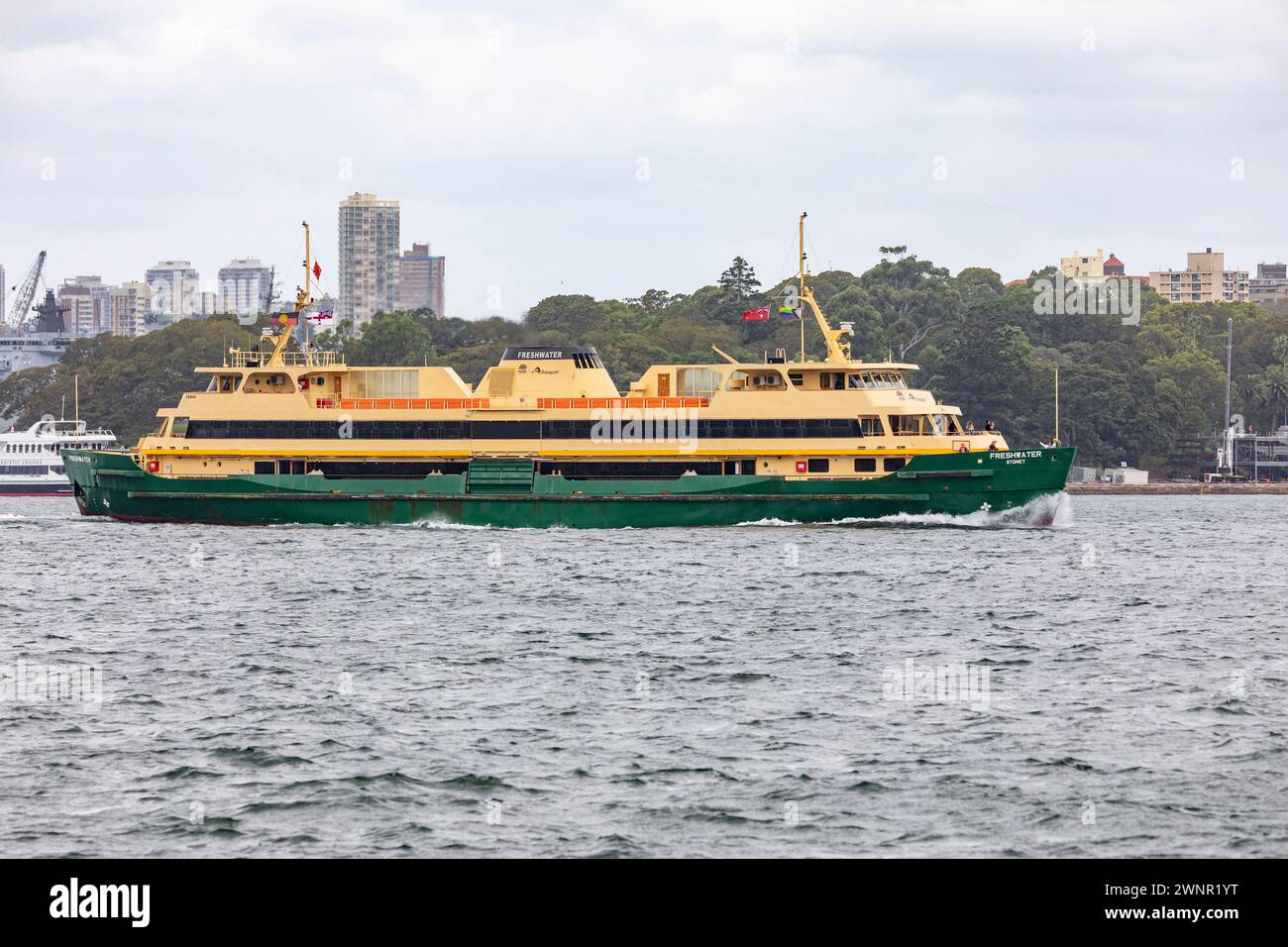 Manly ferry, the MV Freshwater ferry on Sydney harbour transporting ...