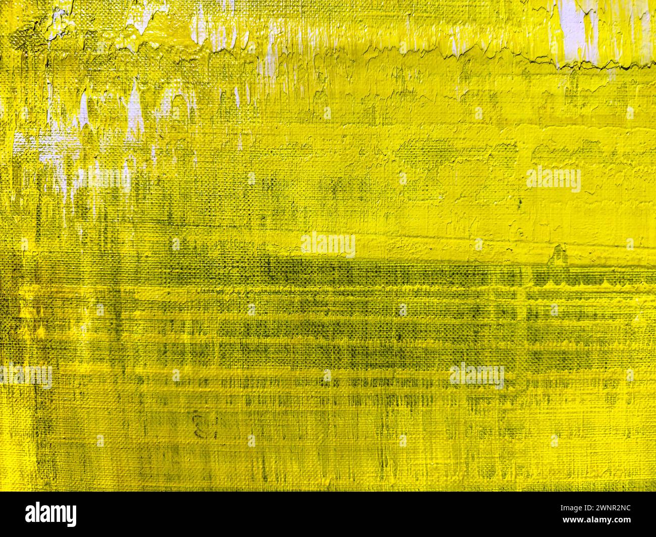 bright yellow hand painted canvas. abstract art textured background ...