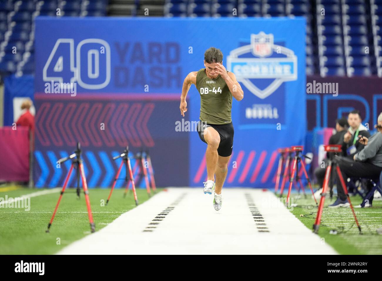 Utah defensive back Cole Bishop runs the 40-yard dash at the NFL ...
