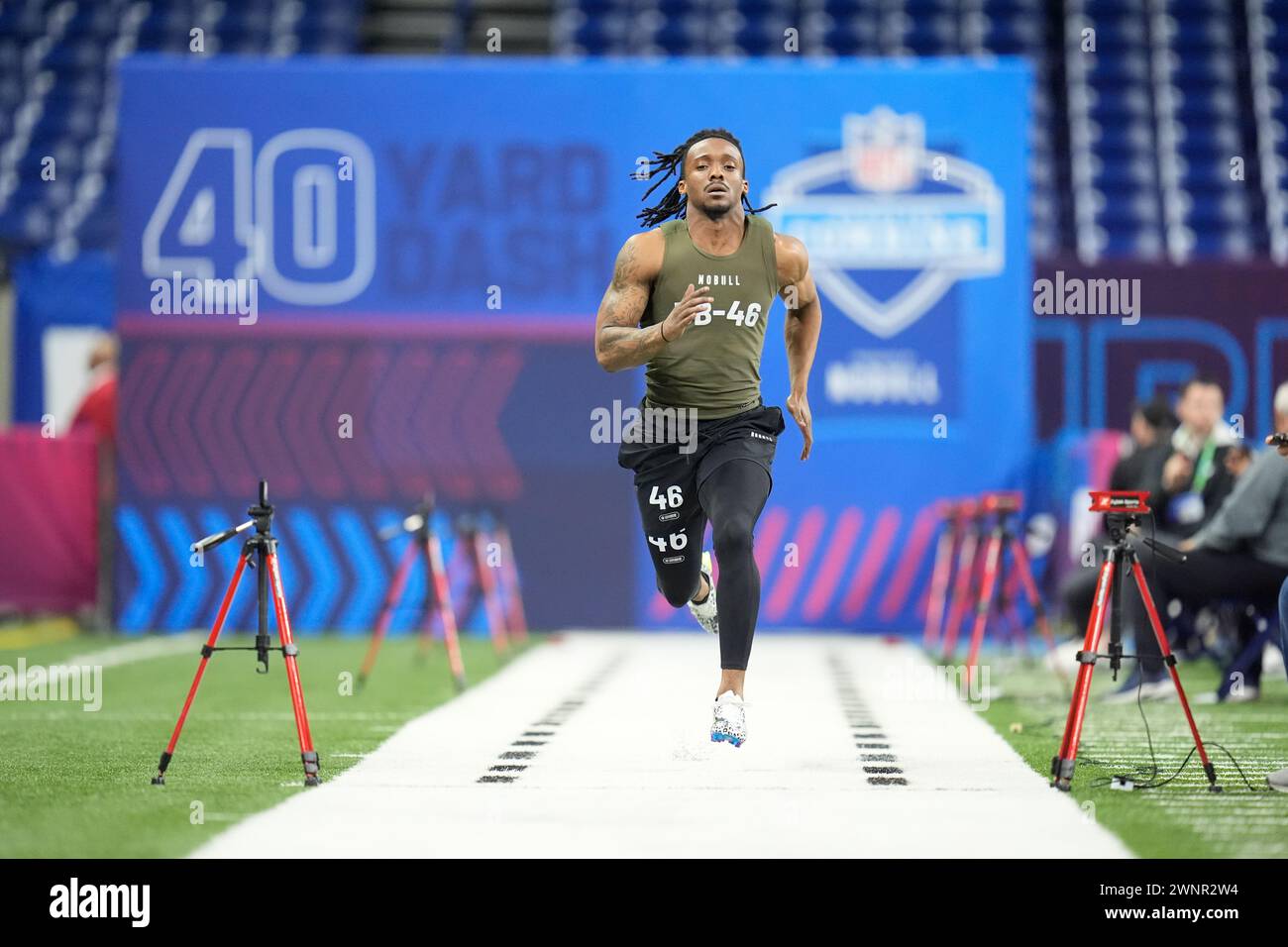 TCU defensive back Millard Bradford runs the 40-yard dash at the NFL ...