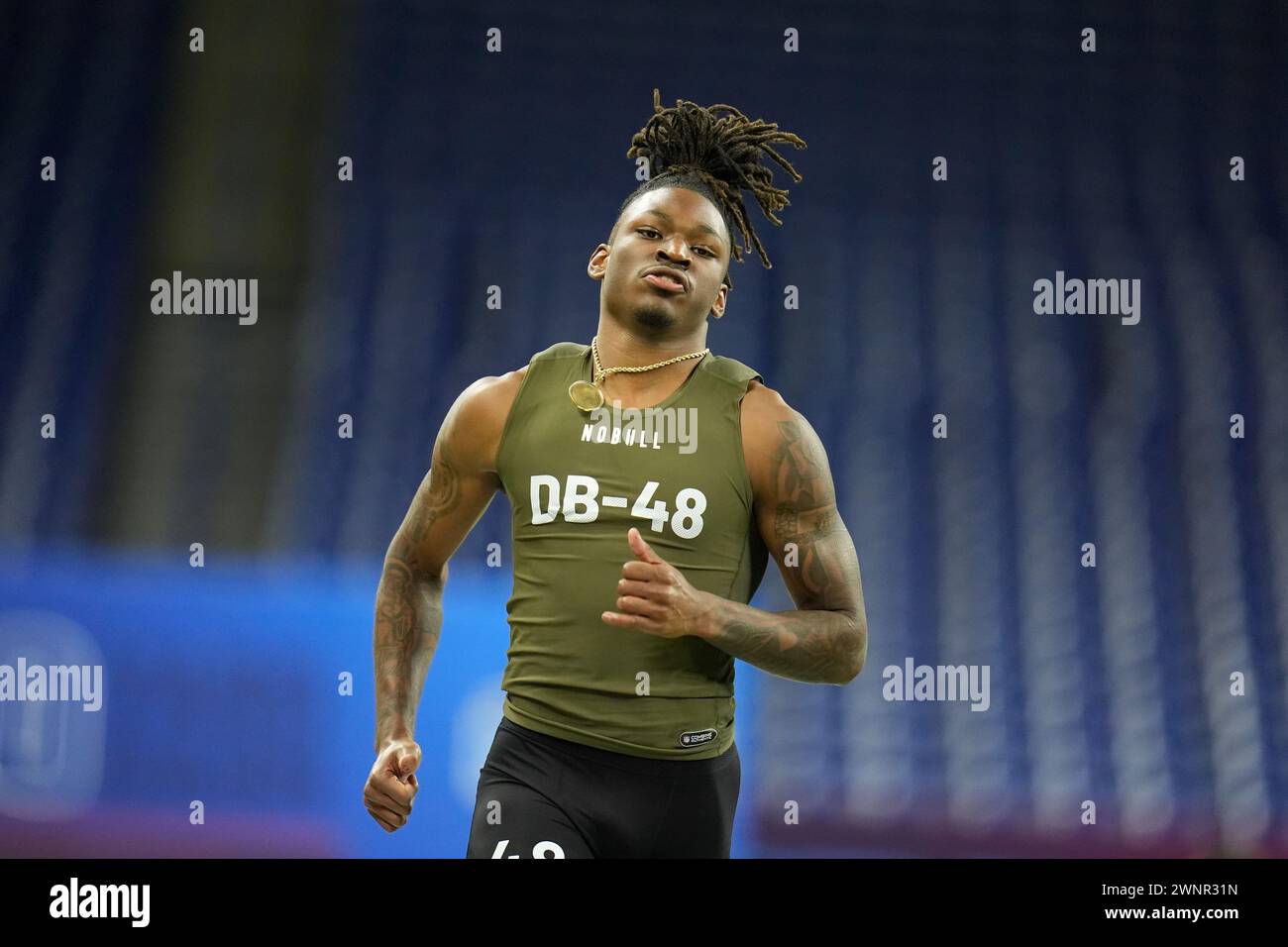 Southern California defensive back Calen Bullock runs the 40-yard dash ...