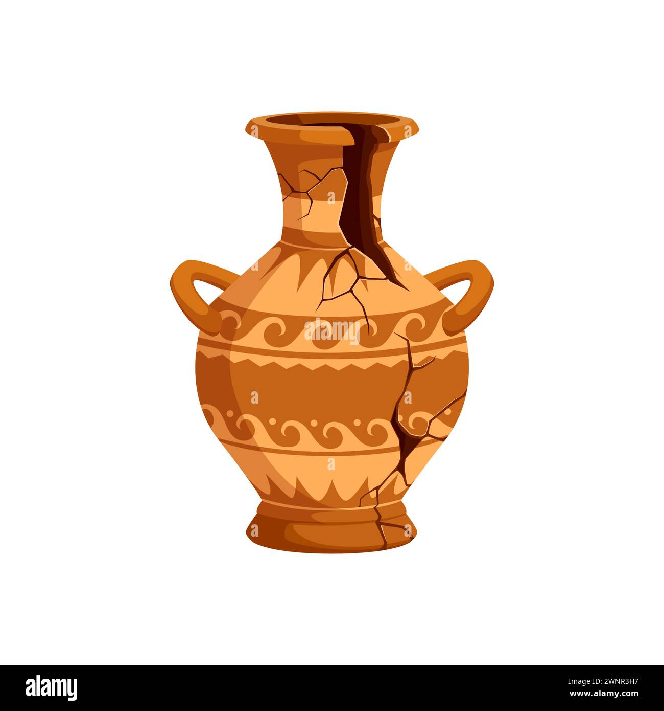 Ancient broken pottery and vase. Old ceramic cracked pot and jug ...